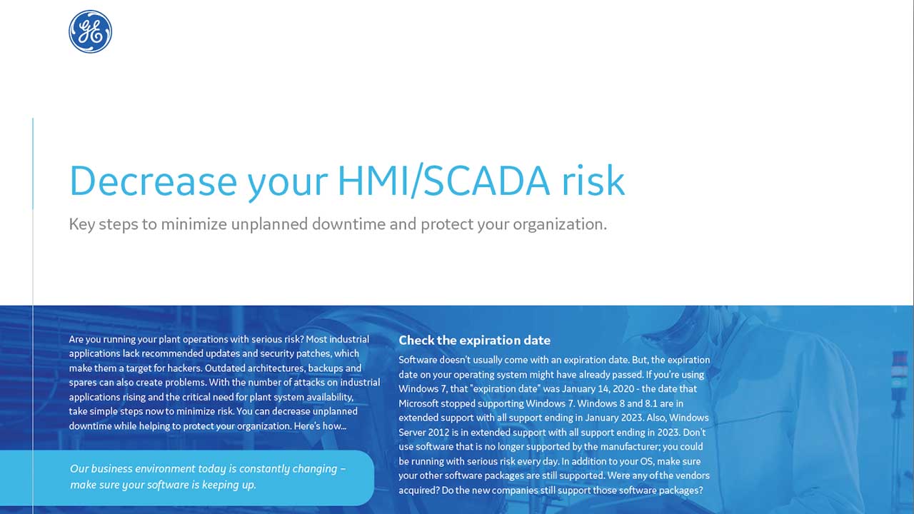 Decrease Your HMI/SCADA Risk Whitepaper | GE Vernova
